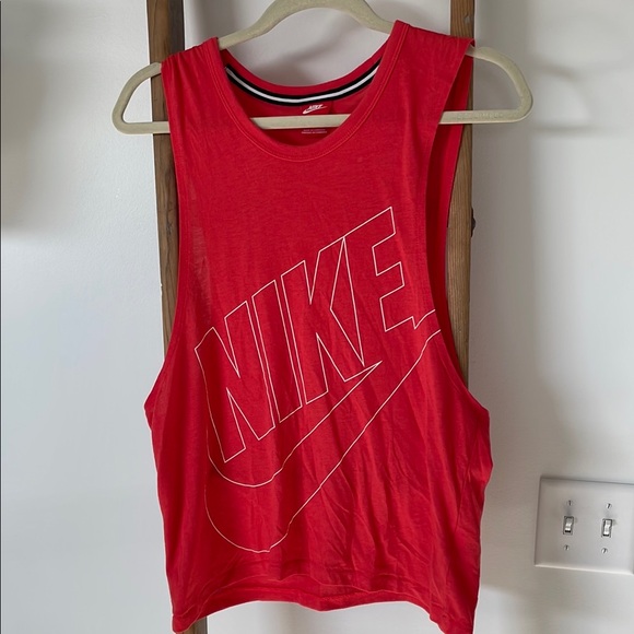 Nike | Tops | Nike Red Crop Muscle Tee Relaxed Cut Out | Poshmark